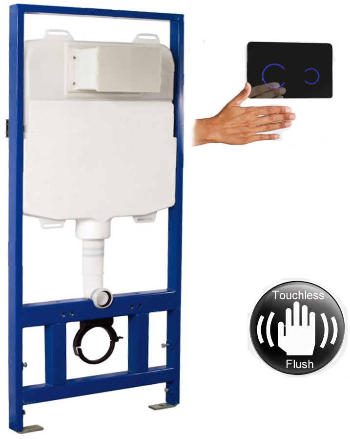 Black touchless Flush Wall Frame For Wall Hung Toilets