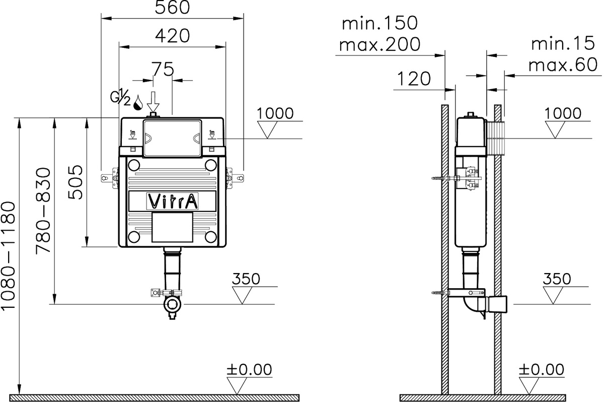 VitrA Concealed Cistern; 762-1735-01