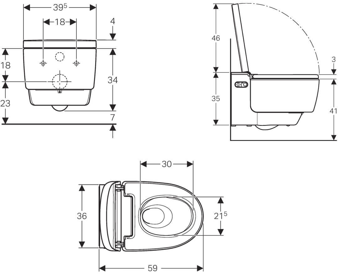 Geberit AquaClean Mera Classic Rimless Wall Hung Shower Toilet - White