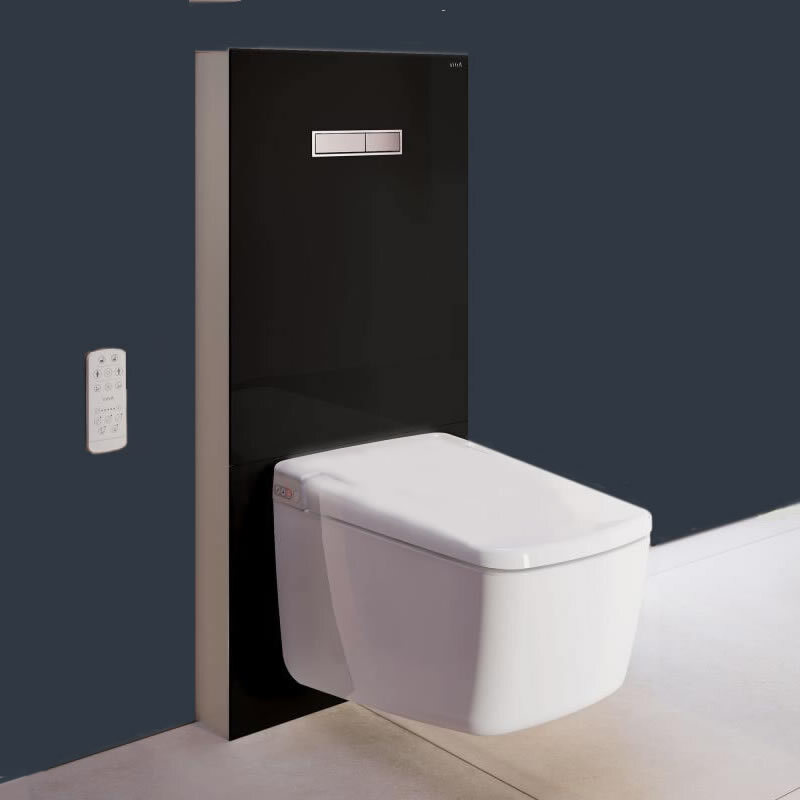 WBV-8000: Floating Japanese Bidet Shower Toilet with black Monolith cabinet