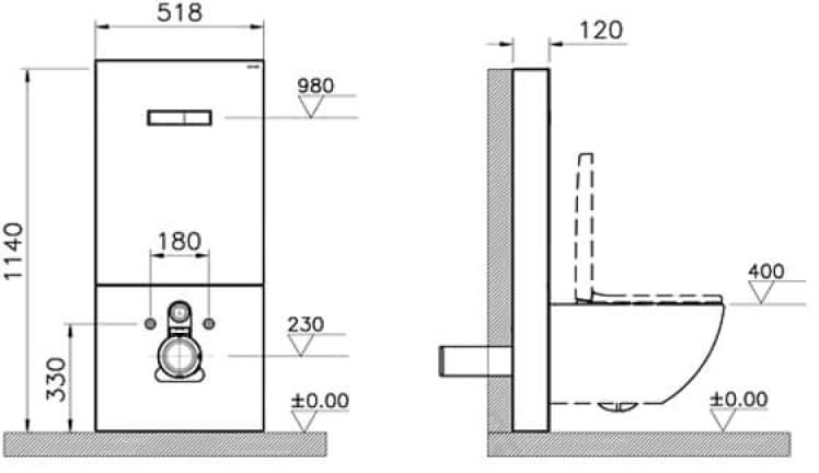 WBV-8000: Floating Japanese Bidet Shower Toilet with black Monolith cabinet