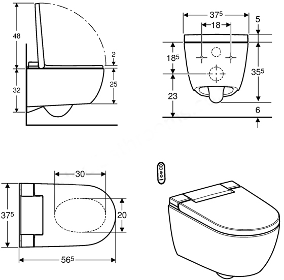 Complete bundle set: Geberit AquaClean Alba bidet toilet