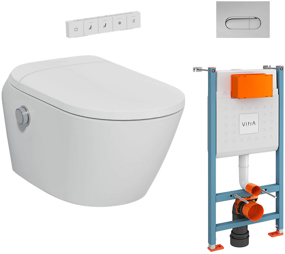 VitrA V-Care Ultra Smart Wall-Hung Bidet Toilet with Frame and Flush ...